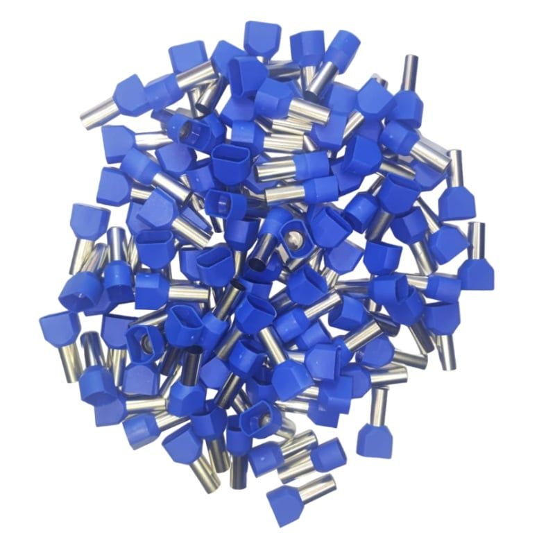 100pcs Terminal doble Pin Tubular Cable 2x8AWG TE1014 AZUL GENERICO ...