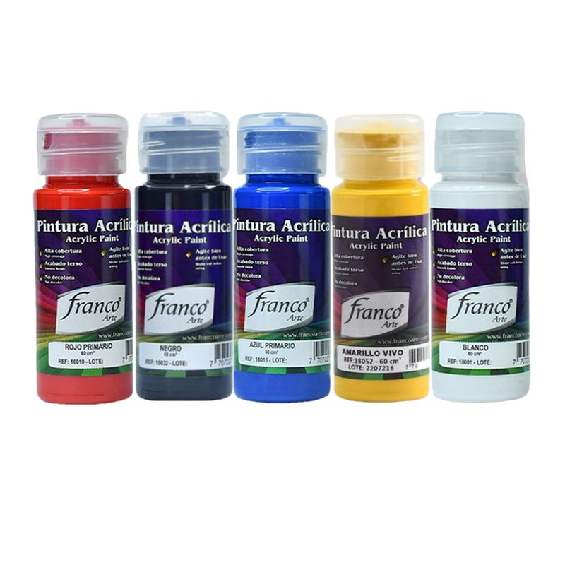 Set X5 Pinturas Acrílicas Colores Primarios Franco Arte FRANCO ARTE ...