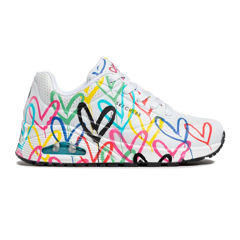 TENIS SKECHERS BLANCO PARA DAMA SK UNO SPREAD THE LOVE WHITE MULTI ...