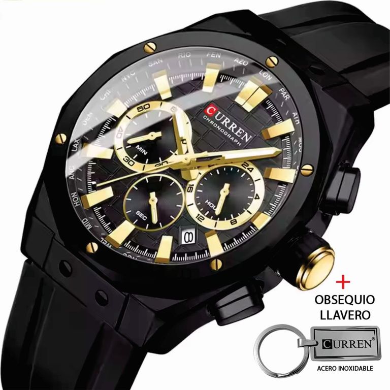 Reloj Curren 8464 Cronógrafos Correa De Silicona Mas Llavero CURREN ...