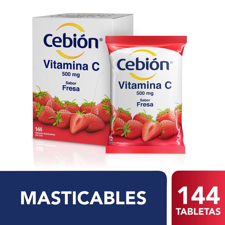 Cebión Vitamina C Sabor Fresa X 12 Tabletas Masticables CEBION ...