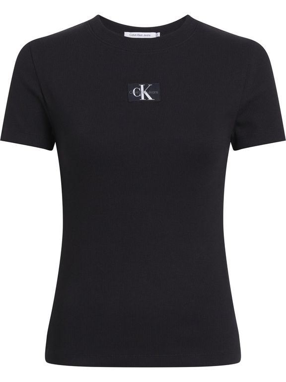 Camiseta negra slim de canalé de algodón Calvin Klein CALVIN KLEIN | falabella.com