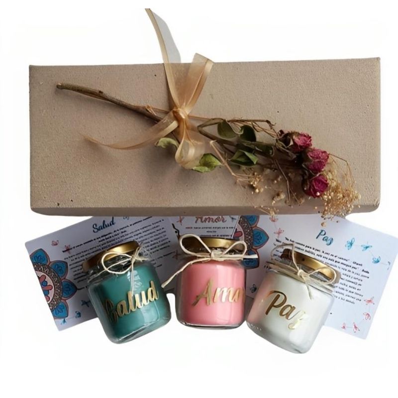 Kit Velas ecológicas aromatizadas intenciones PAZ AMOR Y SALUD GENERICO ...