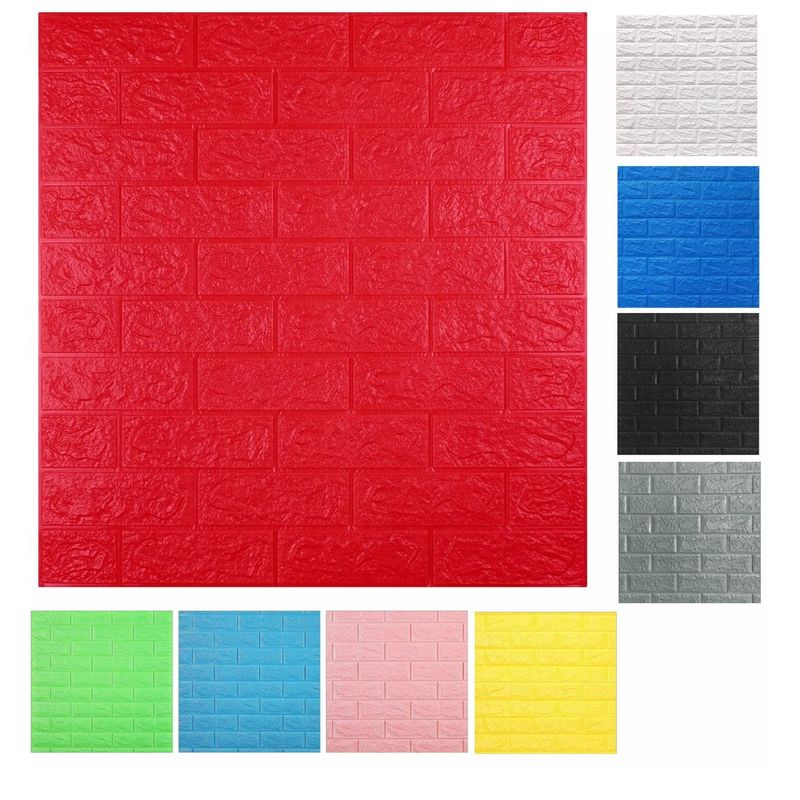 Panel Lámina 3D Adhesivo Para Pared Tapiz Ladrillo Color Rojo GENERICO ...