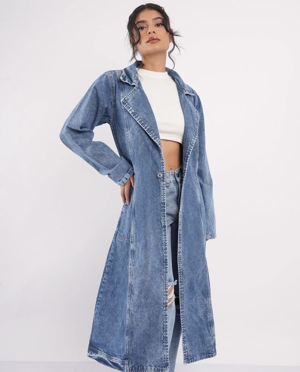 Abrigo Jean Largo Gaban Denim Moda FRIOLENTA | falabella.com