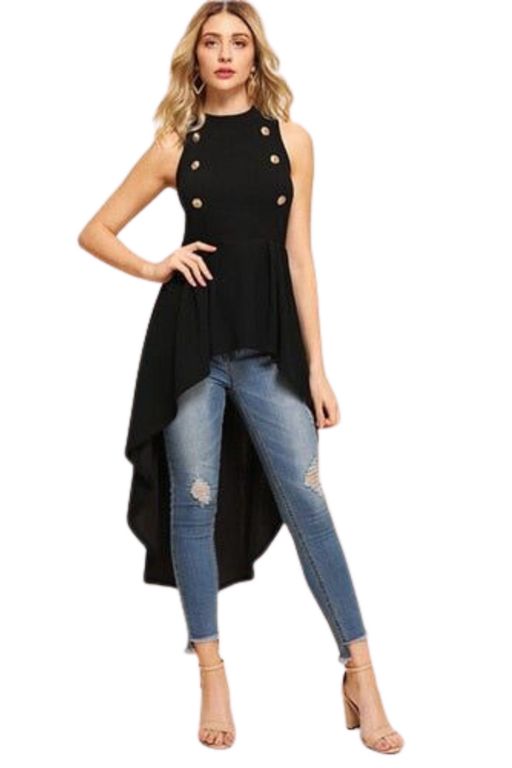 BLUSA COLA DE PATO CON BOTONES REF-2017 NEGRELI | falabella.com