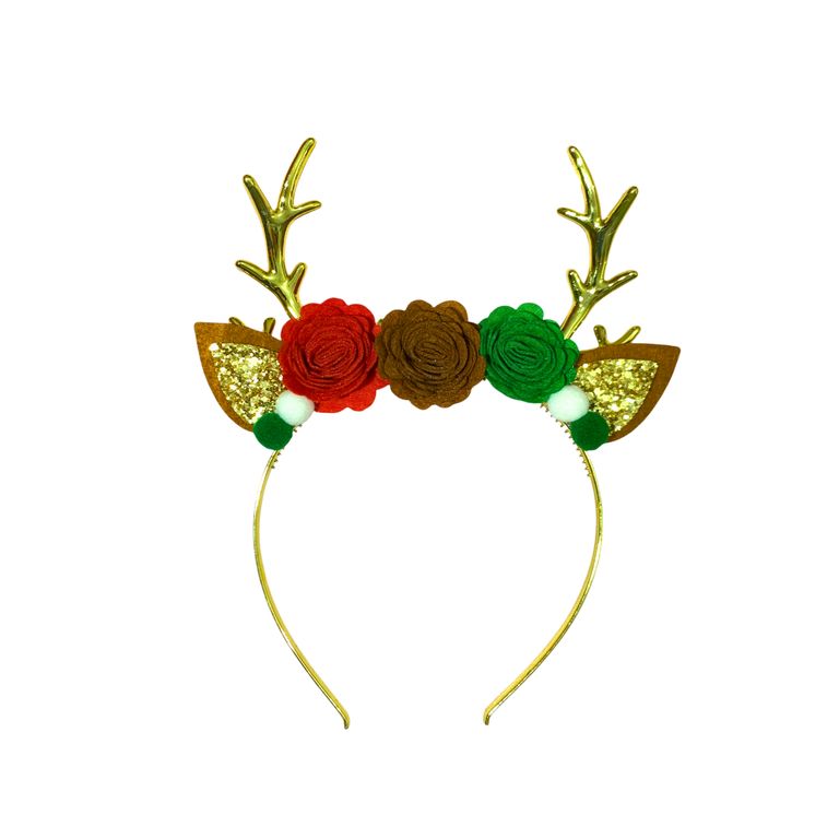 Balaca Diadema Navidad Diseño Reno y Flores Navideño GENERICO ...