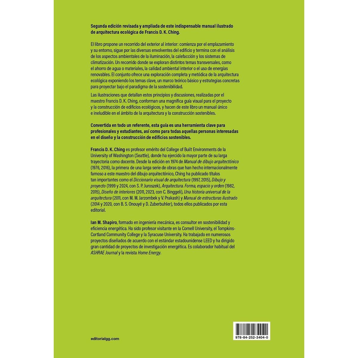 Arquitectura Ecológica. Francis D. K. Ching, Ian M. Shapiro GUSTAVO ...