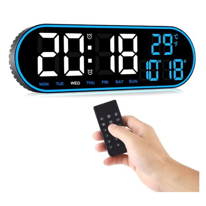 Reloj Inteligente Digital De Pared Grande Luz Led Control Remoto ...