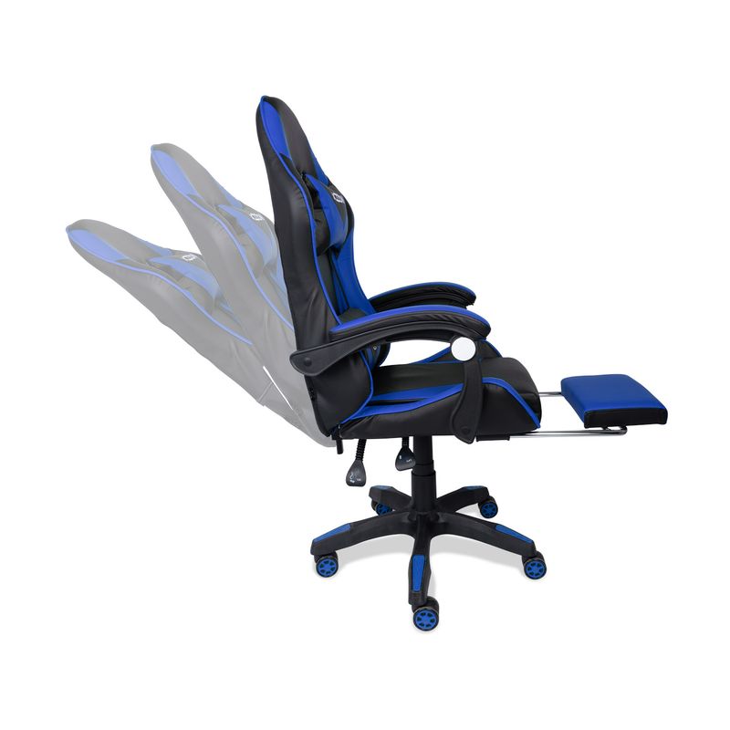 Silla Gamer Titan Ergonómica con Masajeador y Reposapiés 135° Azul ...