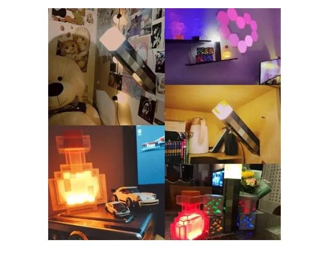 Lampara Minecraft Led 4 Colores Inalámbrica Recargable GENERICO ...