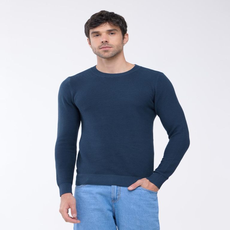Saco Para Hombre Cuello Redondo Color Azul Oscuro Marca Seven Seven ...