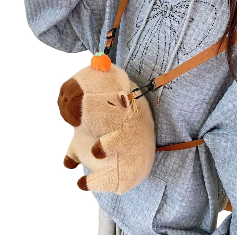 Bolso capibara Beige 20x15 cm con correa cruzada ajustable GENERICO ...