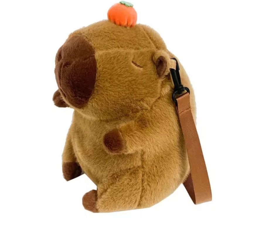 Bolso capibara cafe 20x15 cm con correa cruzada ajustable GENERICO ...