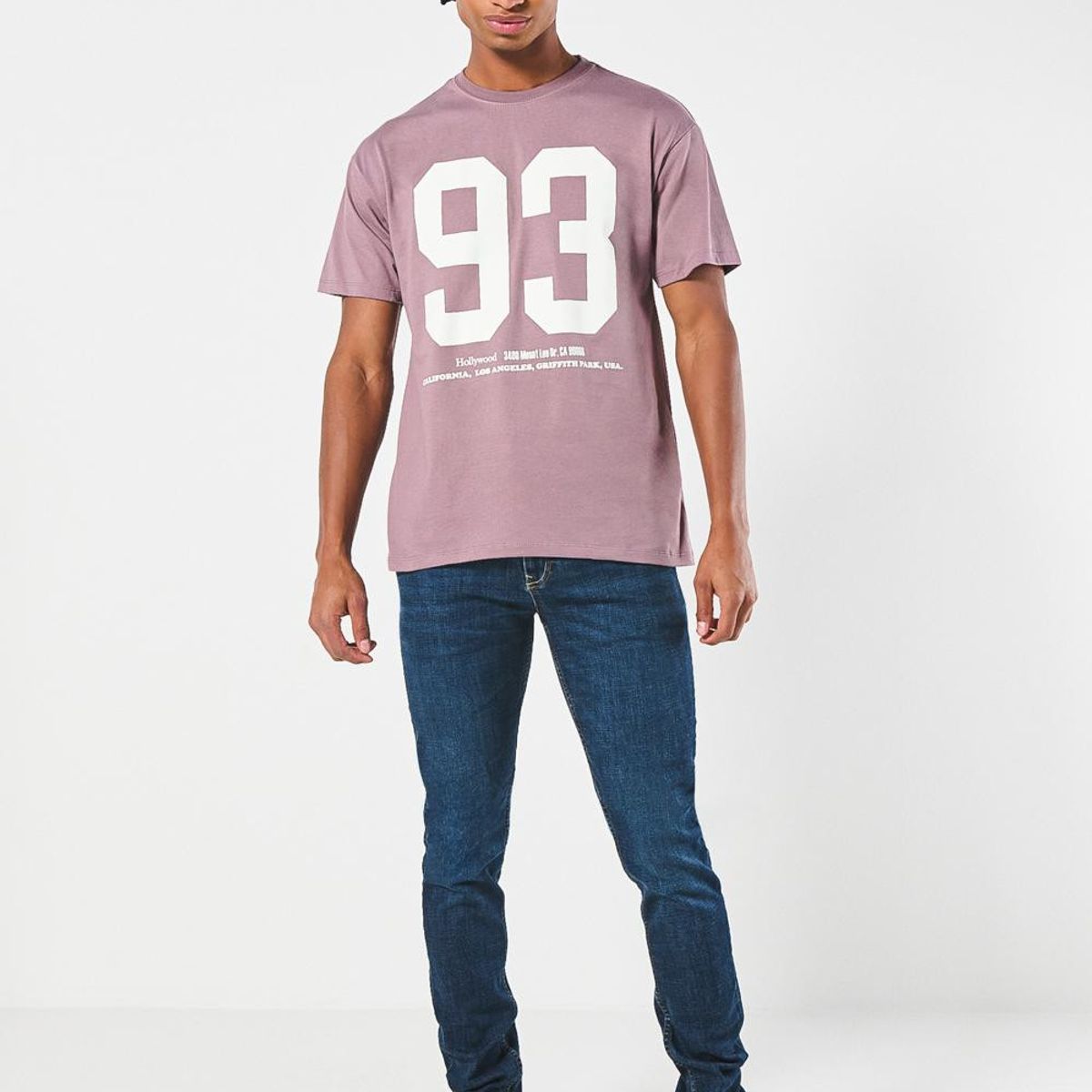 KOAJ Camiseta manga corta unicolor con estampado en frente e Hombre ...