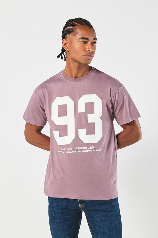 KOAJ Camiseta manga corta unicolor con estampado en frente e Hombre ...