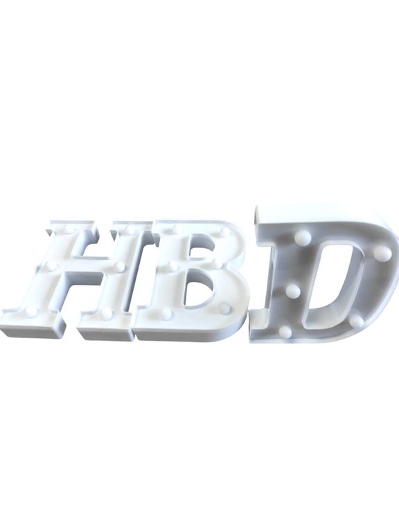Letras 3D con luces HBD fiesta cumpleaños blanco 22cm GENERICO ...