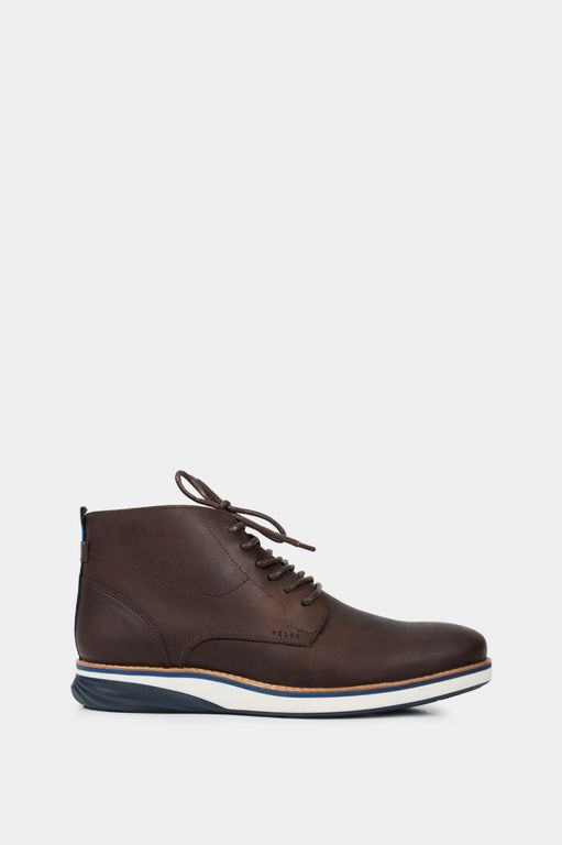 Vélez Botas Casual Play De Cuero Para Hombre Efecto Envejecido Cafe ...