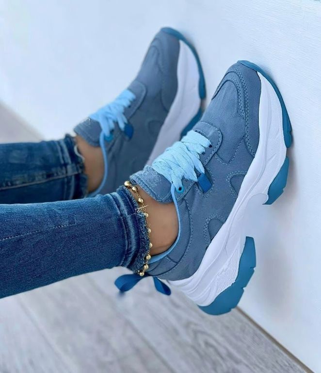 Tenis Azul Bellos Dama Zapatillas Zapatos Mujer Lindos Moda Casual ...