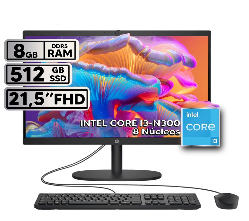 TODO EN UNO HP INTEL CORE I3-N300 8GB RAM 512GB SSD PANTALLA 215 FHD ...