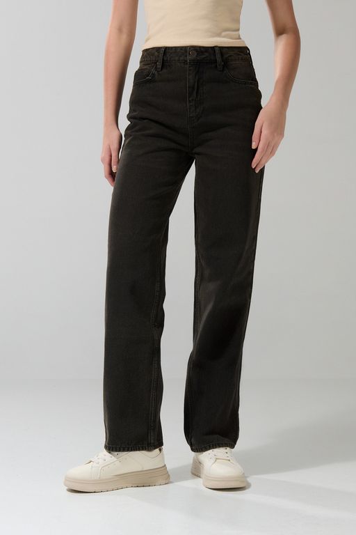 KOAJ Jean tiro alto 90´S café oscuro con bota recta Mujer KOAJ ...