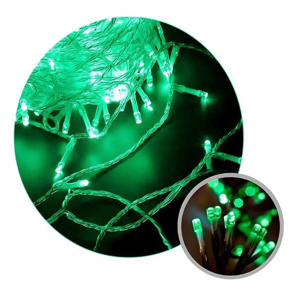 Extensión Luz LED Lineal Verde 100 Luces 7 Metros Cable Transp 1424 ...