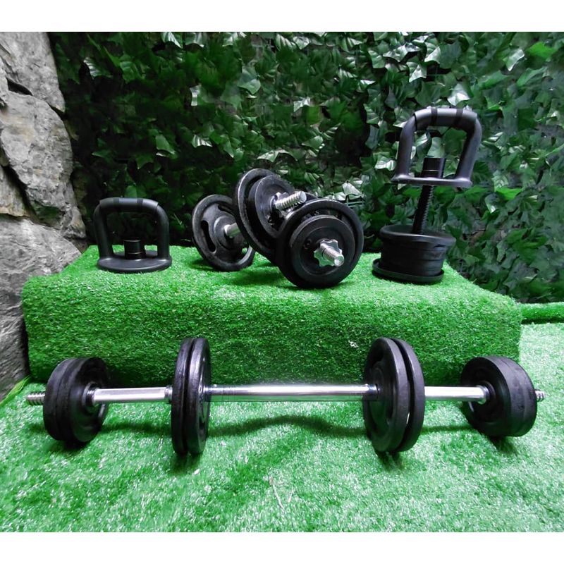 Kit Pesas Mancuernas 20 Kg mas rusa ajustable Gym Acero Hierro GENERICO ...