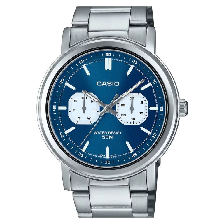 Reloj Casio Para Hombre Moderno MTP-E335D-2E1VDF Esfera Azul CASIO ...