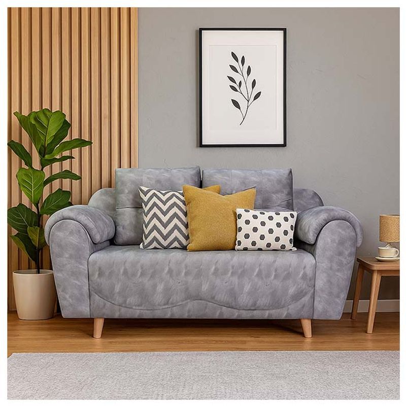 SOFA DE 2 PUESTOS BARLOVENTO EN TELA COLOR GRIS PLATA ANTIFLUIDOS ...
