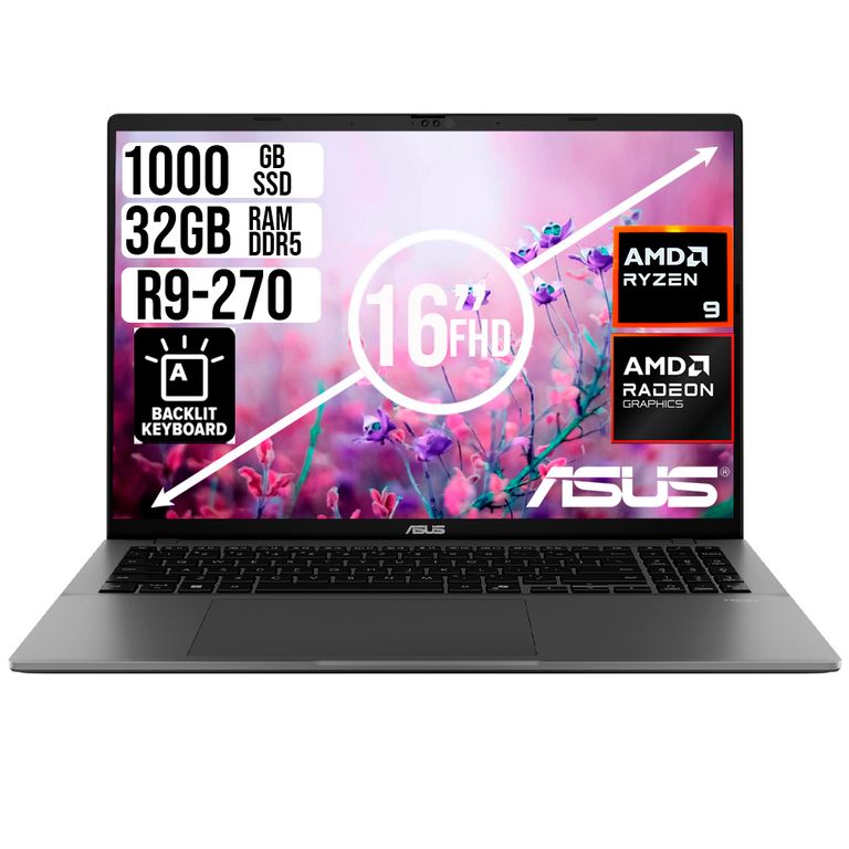 PORTATIL ASUS AMD RYZEN 9 270 SSD 1TB RAM 32GB LED 16 FULL HD ASUS ...