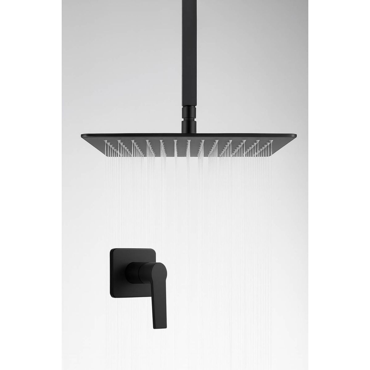 Kit Ducha Regadera Techo 30cm Negra Matte Registro Agua Fria Negro Mate ...