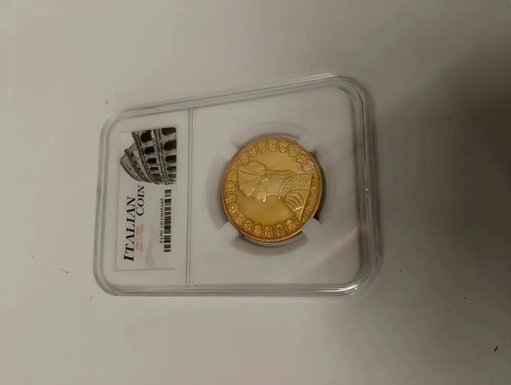 Moneda Conmemorativa Italy Reina Bronce Baño Oro 24k ITALIANA ...