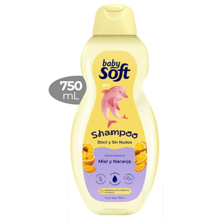 Baby soft Shampoo dócil y sin nudos Miel y naranja Frasco X 750 Ml BABY ...