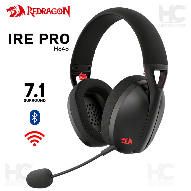 Auriculares REDRAGON IRE PRO H848 Negra con Diseño Cómodo y ...