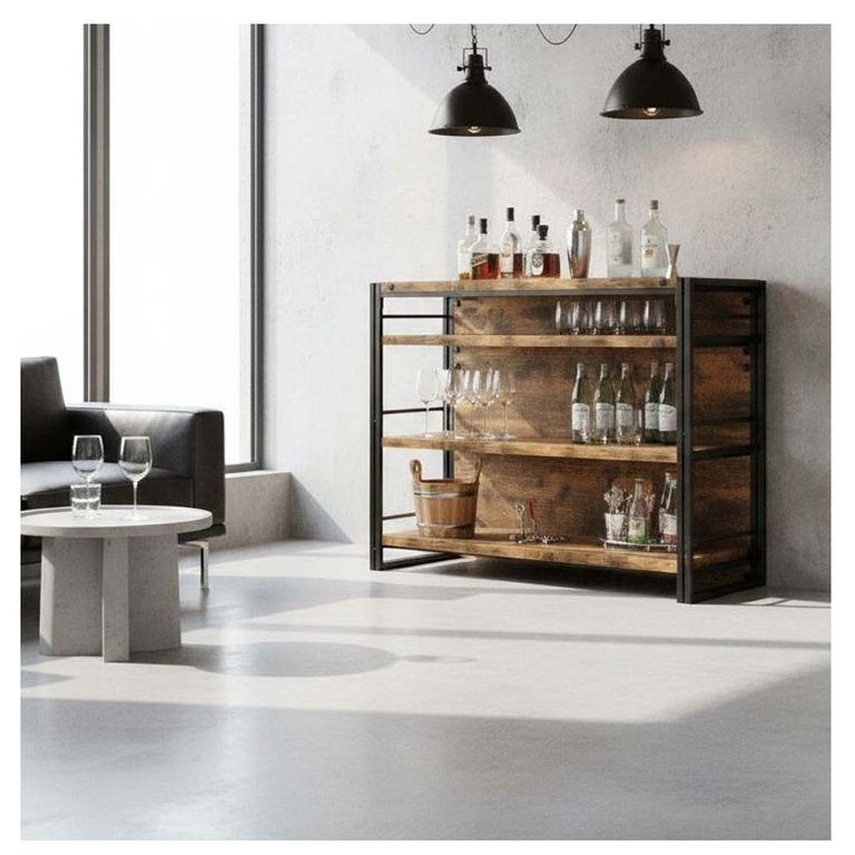 Bar Anubis en Madera Roble y Metal 100cm x 40cm GENERICO | falabella.com