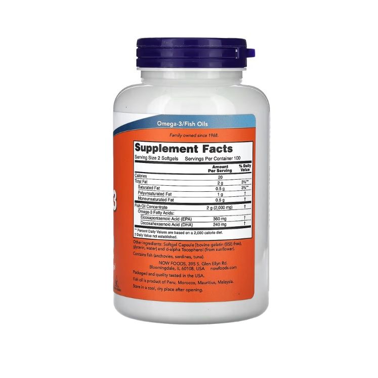 Suplemento Now Omega 3 1000mg 200 Cápsulas Apoyo Cardiovascular 180 Epa ...