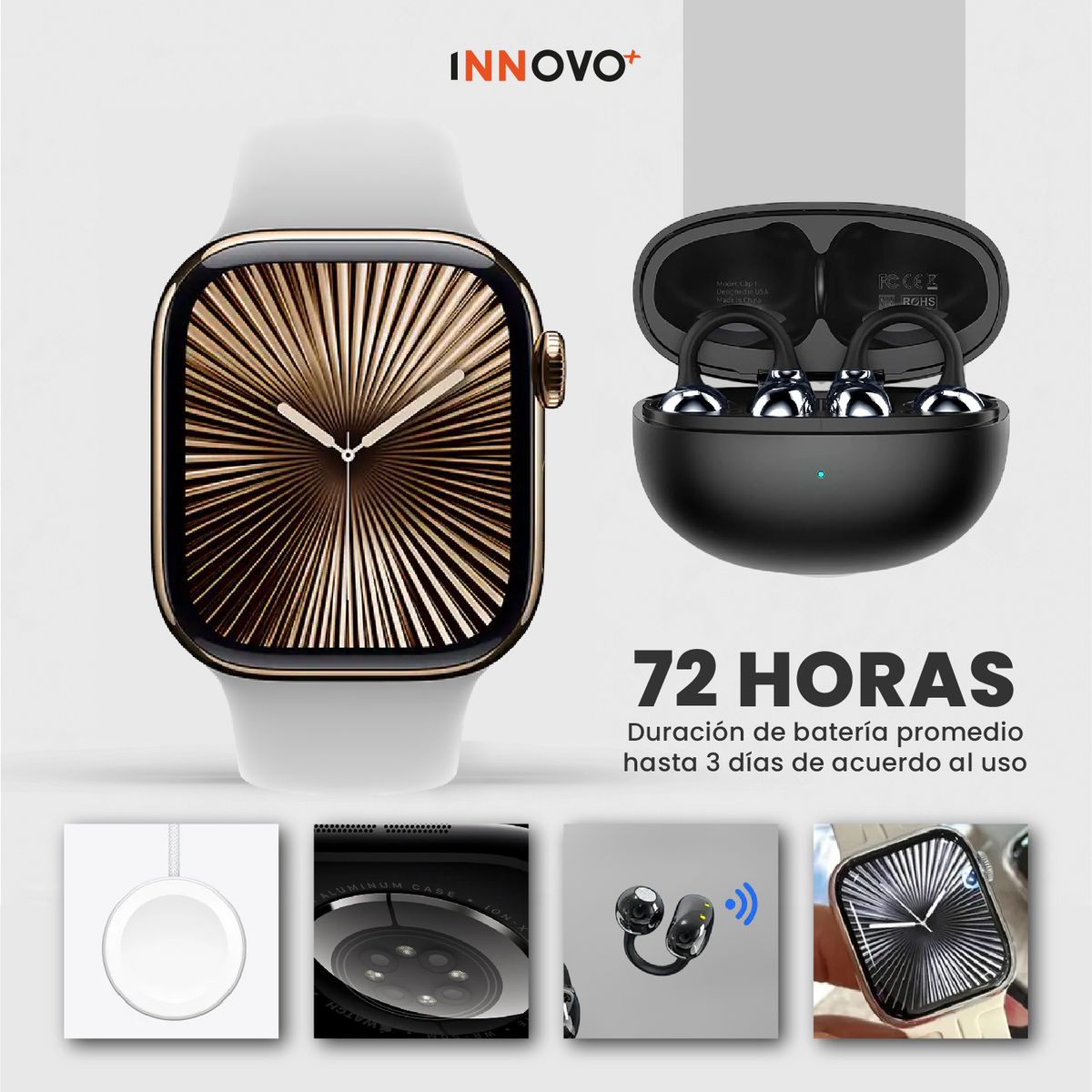 Smartwatch H10 Plus Pantalla Naranja AMOLED Con Audífonos Clip 1 con IA ...
