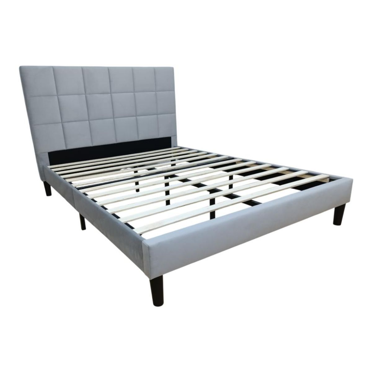 Base Cama Doble Vertex Gris Claro Madera roble tapizada RTA DESIGN ...