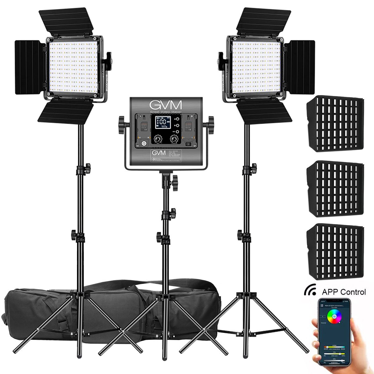 Set 3 Luces Gvm 800d Rgb Paneles Led Profesionales Estudio Foto Video ...