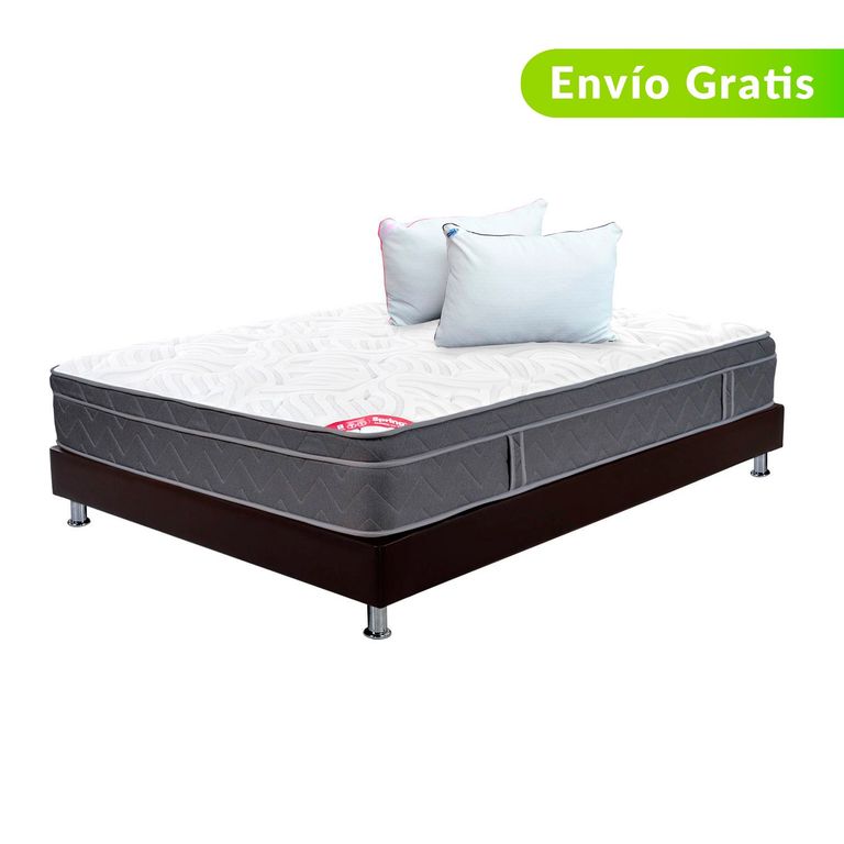 Colchón con Base Cama Doble Firmeza Suave Ortopédico con Pillow ...