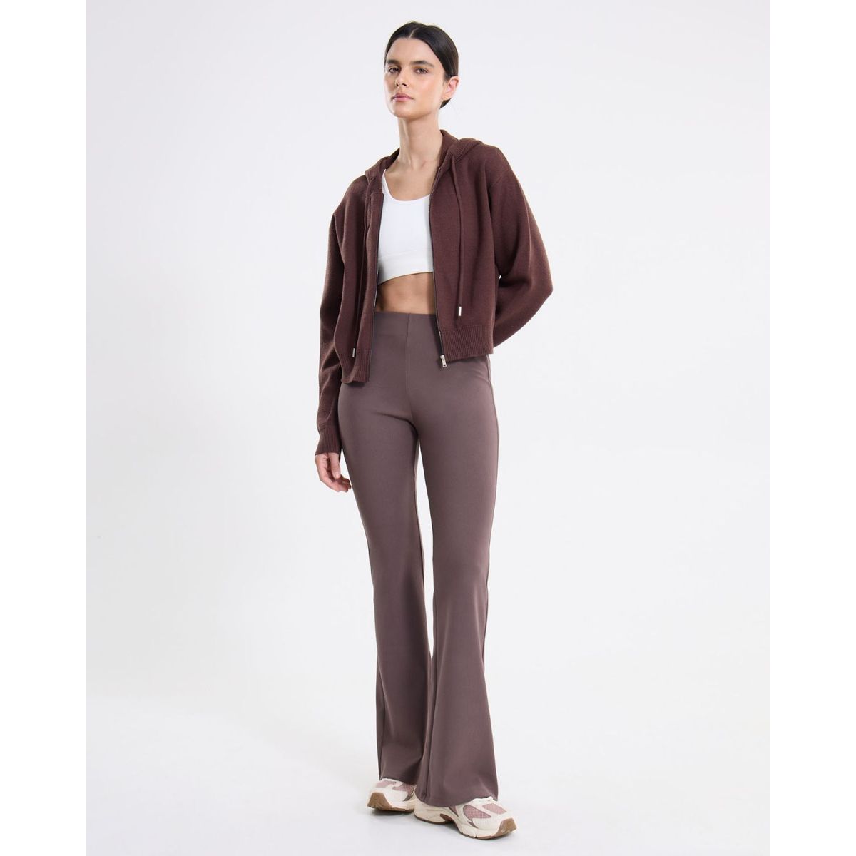 Saco Hoodie Full Zipper Tejido Para Mujer Café Atmos ATMOS | Falabella ...