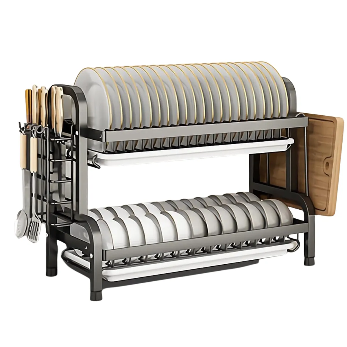 Platero Escurridor De Platos Organizador De Loza 2 Niveles + Bandeja ...