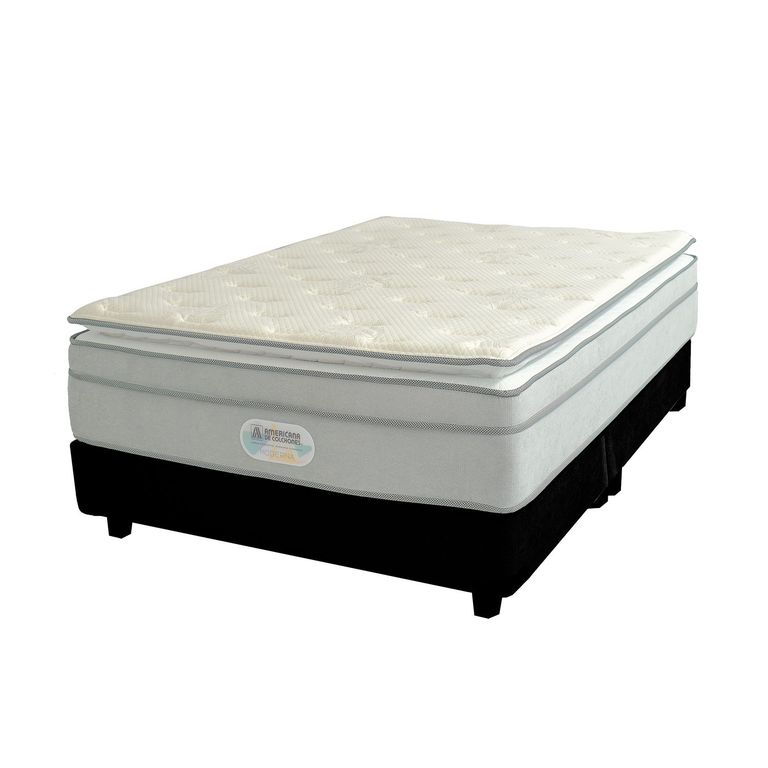 Colchón con Base Cama Doble Firmeza Media Ortopédico Resortado con ...