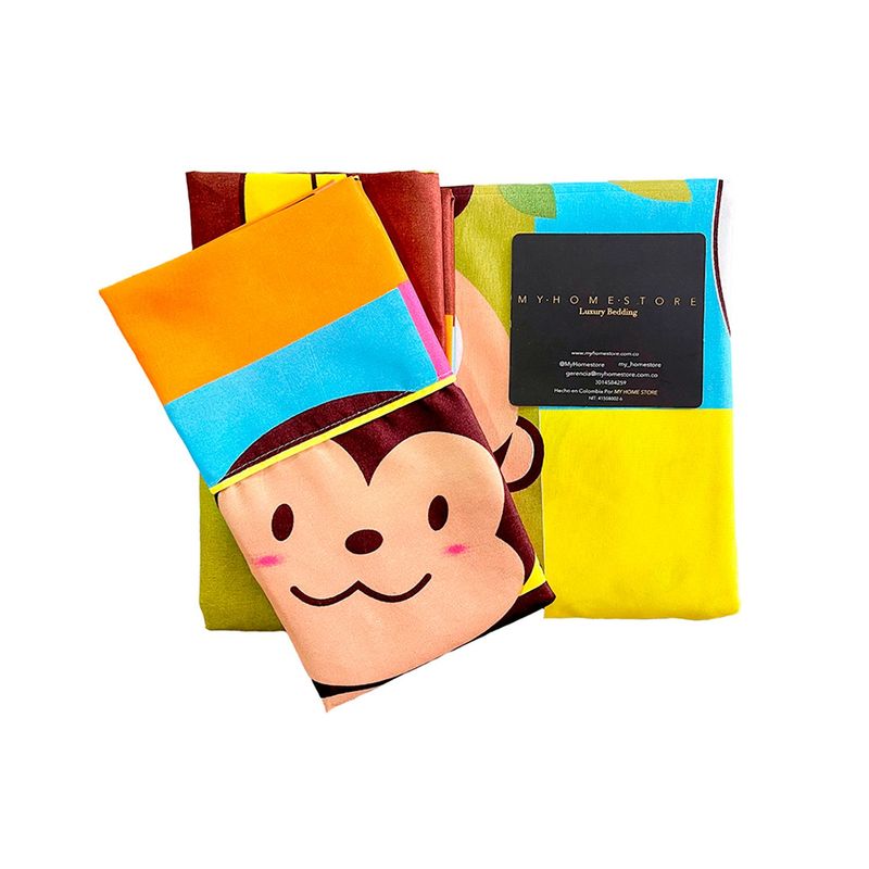 Juego de Sábanas Estampada de Polialgodón 300 Hilos Sab Monkey My Home ...