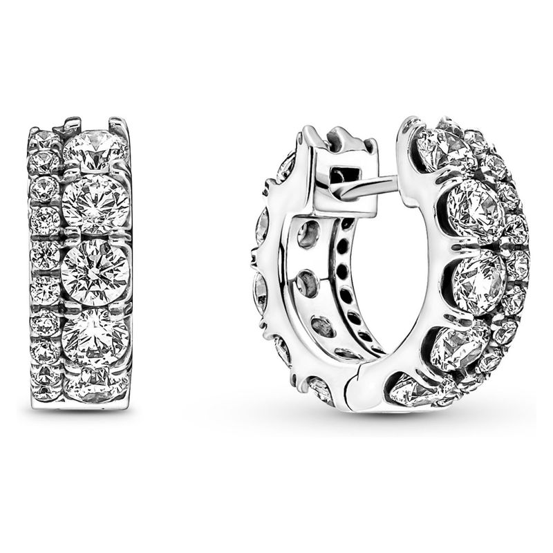 Aretes Pandora Aro Doble Banda en Pavé Plata Esterlina PANDORA ...