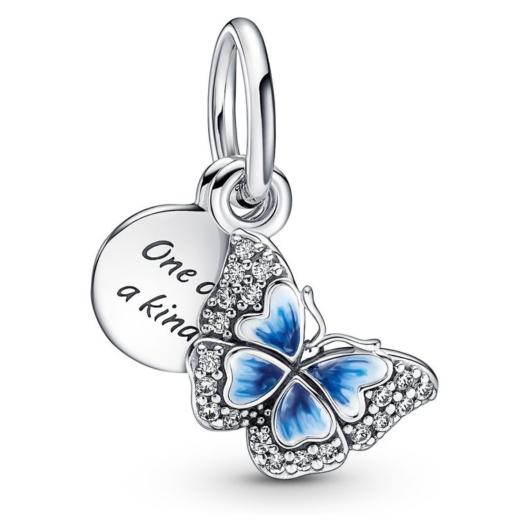 Charm Pandora Doble Mariposa Azul y Cita Plata Esterlina PANDORA ...