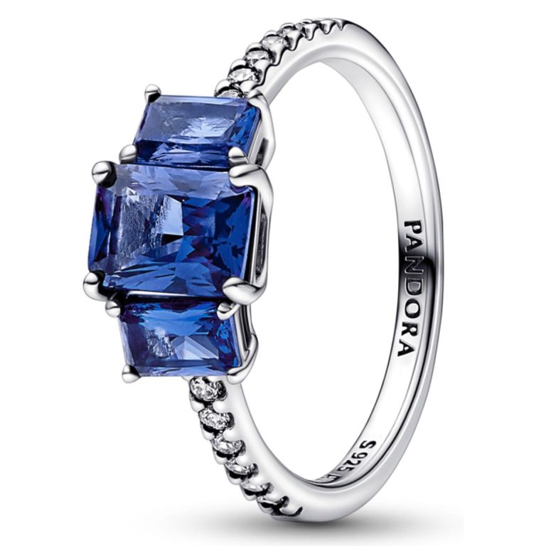 Anillo Pandora Brillante Tres Gemas Azules Plata Esterlina PANDORA ...