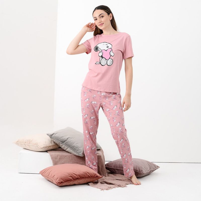 Pijama Completa con pantalón Mujer Largo Manga corta de Algodón Sybilla ...