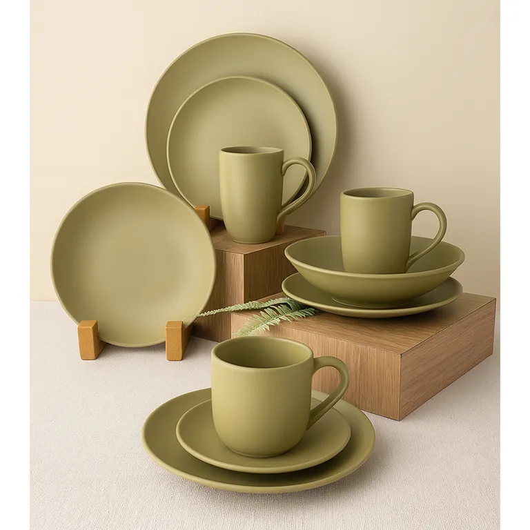 Juego de Vajilla Basement Home 4 Puestos Vajilla 16 Pzas Oliva Unni ...