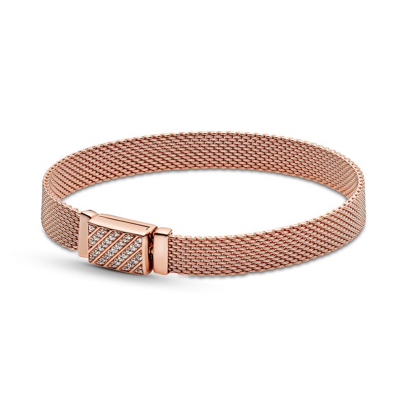 Brazalete Pandora Reflexion Broche Largo Pavé Recubrimiento en Oro Rosa ...
